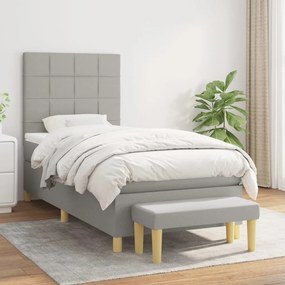Box spring postel s matrací světle šedý 100 x 200 cm textil 3137133