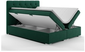 Kontinentální postel 160 cm Ronda (tmavě zelená) (s úložným prostorem). 1020366