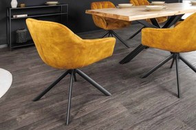 Designová otočná židle Vallerina hořčičný samet