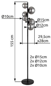 Globo 56133-6S - LED Stojací lampa RIHA 6xG9/3,5W/230V kouřová/černá