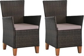 vidaXL Zahradní židle 2 ks s poduškami polyratan [44099] Barva: Hnědá