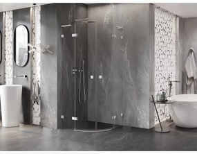Mexen Lunar, L půlkruhový výklopný sprchový kout 100 x 100 cm, 8mm čiré sklo, chromový profil, 833L-100L-100P-01-00