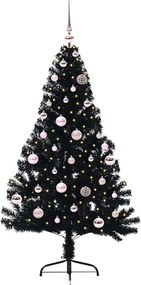 Umělý osvětlený vánoční stromeček Černá 150 cm PVC 3397130