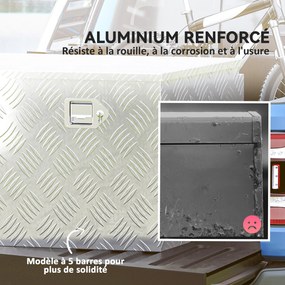 HOMCOM Přívěsná toolbox, Hliníková úložná skříň, Integrovaný zámek s klíči, Trapezoidní tvar, pro dodávky a přívěsy, 73,7 x 41 x 46 cm, Stříbrná