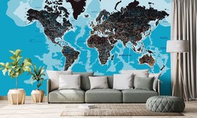 Samolepící tapeta moderní mapa světa - 225x150 cm