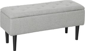 HOMCOM Lavice s úložným prostorem Čalouněná lavice s výklopným víkem v šedém sametovém vzhledu Komoda do obývacího pokoje Ložnice 95 x 38 x 45 cm | A…