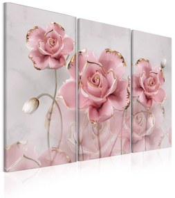 Malvis ® Vícedílný obraz Květiny z porcelánu Velikost (šířka x výška): třídílný obdélník - 150x100 cm