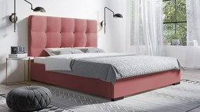 Eka Čalouněná postel Kanary - Kronos 140x200 cm Barva látky: Červená (02), Úložný prostor: S kovovým rámem úložného prostoru