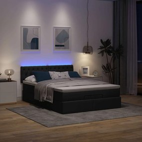 Osmanská postel s matrací &amp; LED diody černá 140x200 cm látka 3312397