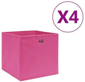 Úložné boxy 4 ks netkaná textilie 28 x 28 x 28 cm růžové 325203