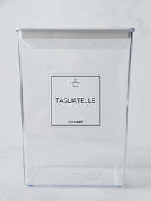 TAGLIATELLE  – průhledná samolepka na dózu, základní písmo, 5 x 5 cm | DomaLEP