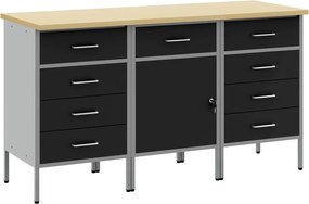 Pracovní skříň se zásuvkou 3 ks Černá a šedá 150 x 55 x 85 cm 3321372