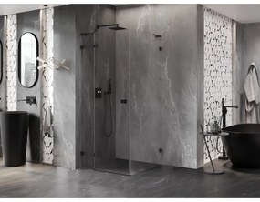 Mexen Lunar, L sklápěcí sprchový kout levý 70 x 70 cm, 8mm čiré sklo, černý profil, 834L-070-070-70-00-L
