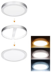 Solight LED mini panel koupelnový 2v1, 3CCT, podhledový/přisazený, 24W, 2040lm, IP54, stříbrná, kulatý