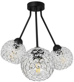 Stropní svítidlo Crystal Trio, 3x stříbrné křišťálové stínítko