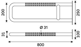 Nimco Pevné podpěrné madlo 800 mm - BMUC 9080-90, černé