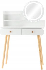 Bílý toaletní stolek s LED zrcadlem