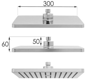 Sprchová souprava KABE s výtokem do vany - chromová - hlavice 30x30 cm