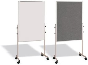 Bi-Office Mobilní kombinovaná tabule, bílá magnetická/šedá textilní, 700x1200 mm