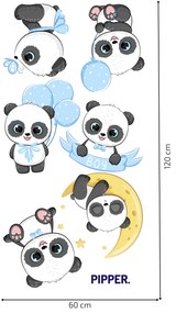 PIPPER. Samolepka na zeď "Panda - kluk" Materiál: Textilní samolepka