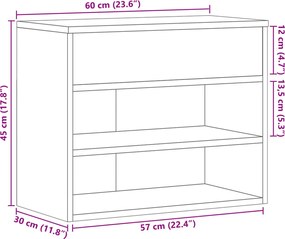 vidaXL Lavice s botníkem 60 x 30 x 45 cm dřevotříska [808741] Barva: Betonová šedá