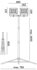 LED Reflektor se stojanem TIGRA 2xLED/50W/230V 4000K IP54 černá/žlutá