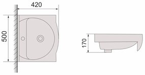 COMAD Zápustné umyvadlo - UM CFP-50, 50 cm, keramické, lesklá bílá