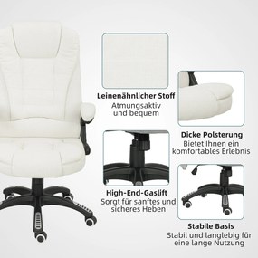 Vinsetto Ergonomická židle ke stolu s masážní funkcí, 68 x 72 x 110–120 cm, krémově bílá