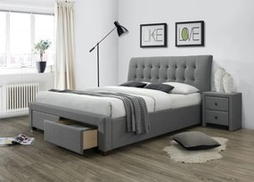 HALMAR Čalouněná postel Percy 160x200 dvoulůžko šedá