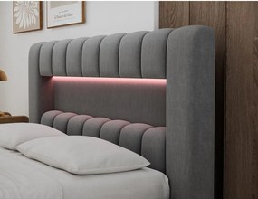 Šedá čalouněná dvoulůžková postel s úložným prostorem s roštem 180x200 cm Lamica – ELTAP