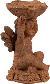 Svícen dekorativní rezavá figurka anděl - 7*7*12 cm