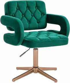 LuxuryForm DESIGN Otočná židle ADRIA VELUR na zlatém kříži - zelená