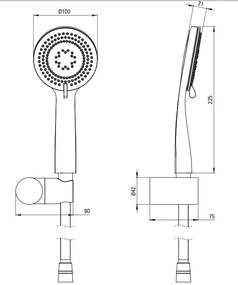 Deante Arnika, 1-bodová ruční sprchová souprava s pevným držákem, chromová, DEA-NQA_041K