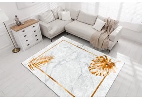 MIRO 51518.806 mycí kobereček Listy, rám protiskluz šedá / zlatý velikost 140x190 cm | krásné koberce cz