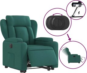 Elektrické zvedací polohovací křeslo tmavě zelené textil 3204512