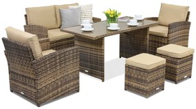Zahradní nábytek Monaco Apetito 4 + 2 pufy Garden Point hnědý