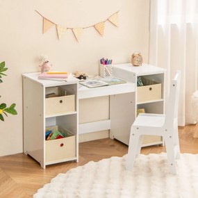 Costway 2 v 1 Dětský toaletní stolek s odnímatelným zrcadlem a úložnými boxy