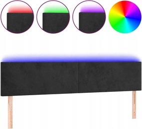 vidaXL Opěrka hlavy k posteli s Led, černá, 200x5x78/88 cm, samet barva