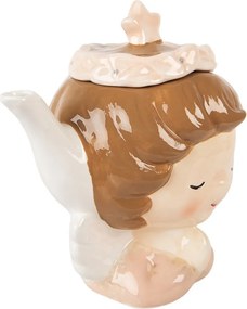Keramická konvička na čaj hlava dívky s čelenkou - 21*12*16 cm / 650 ml