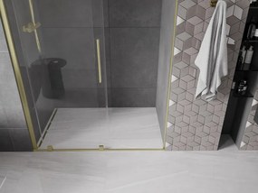 Mexen Velar, posuvné dveře do otvoru 160x200 cm, 8mm čiré sklo, zlatá matná, 871-160-000-01-55