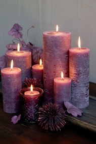 Fialová široká svíčka Macon Rustic plum - Ø 10*15cm/ 90h