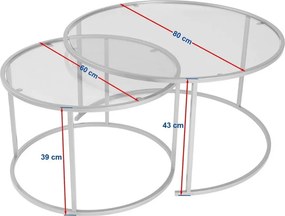 Sada konferenčních stolků Tasheika 80 cm černá / šedá