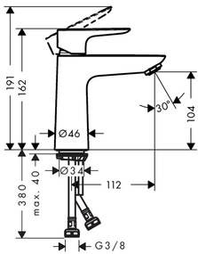 Hansgrohe Talis E - Páková umyvadlová baterie 110 Coolstar bez odtokové soupravy, chrom 71714000