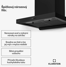 Klarstein AeroClean digestoř, 649,9 m³/h, 4 úrovně, EEK A++, odsávání/recirkulace vzduchu