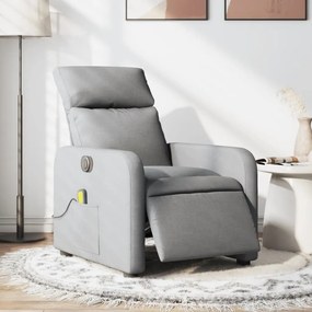 Elektrické masážní polohovací křeslo světle šedé textil 3206690