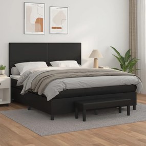 Box spring postel s matrací černá 180x200 cm umělá kůže