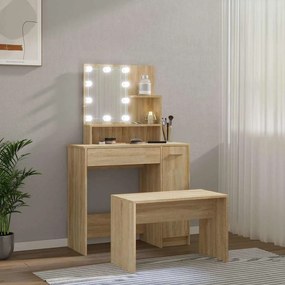 Toaletní stolek sada s LED dub sonoma kompozitní dřevo 3114117