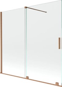 Mexen Velar, 2-křídlová posuvná vanová zástěna 170 x 150 cm, 8mm čiré sklo, měděná matná, 896-170-000-01-65