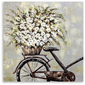 Gario Obraz na plátně Kytice květin a jízdní kolo Rozměry: 30 x 30 cm