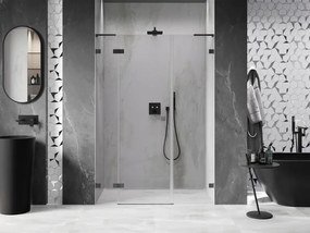 Mexen Lunar L, levé otočné sprchové dveře 120 cm, 8mm čiré sklo, grafitový profil, 834SL-120-050-95-00-L